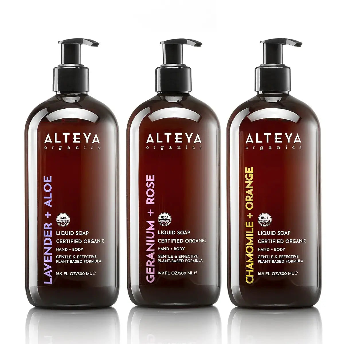 Organic Liquid Soaps Set 3 X 500 ml | Alteya Organics